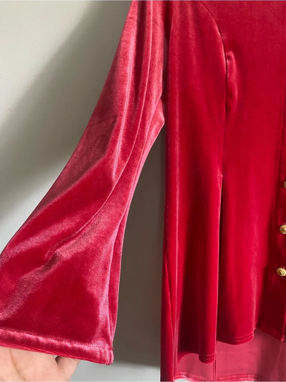 Soft Surroundings | Tops | Soft Surroundings Red Velvet Button Down ...